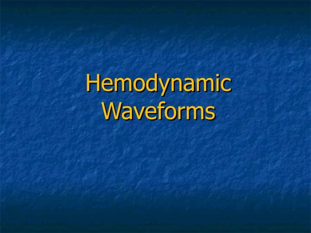 Advanced Hemodynamics | PPT