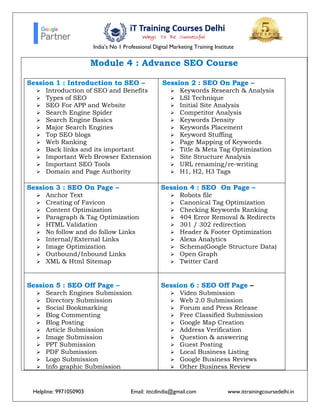 Advance digital marketing course complete syllabus | PDF
