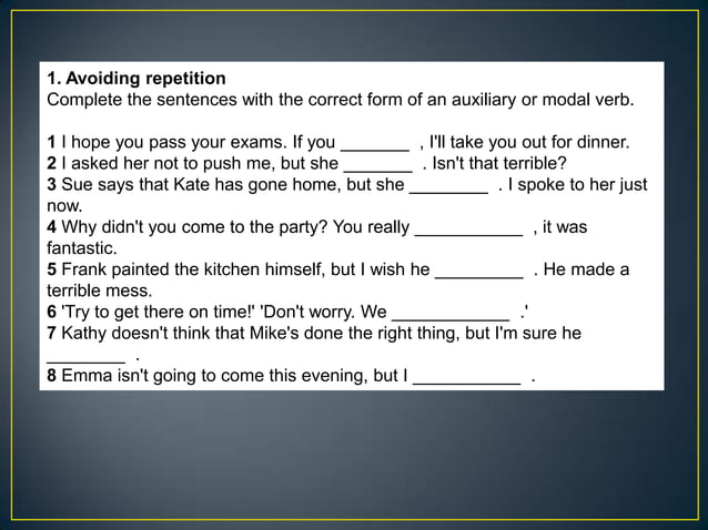 Advanced ii unit 1 avoiding repetition | PPTX