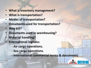 Advanced integrated logistics manangement program | PPTX