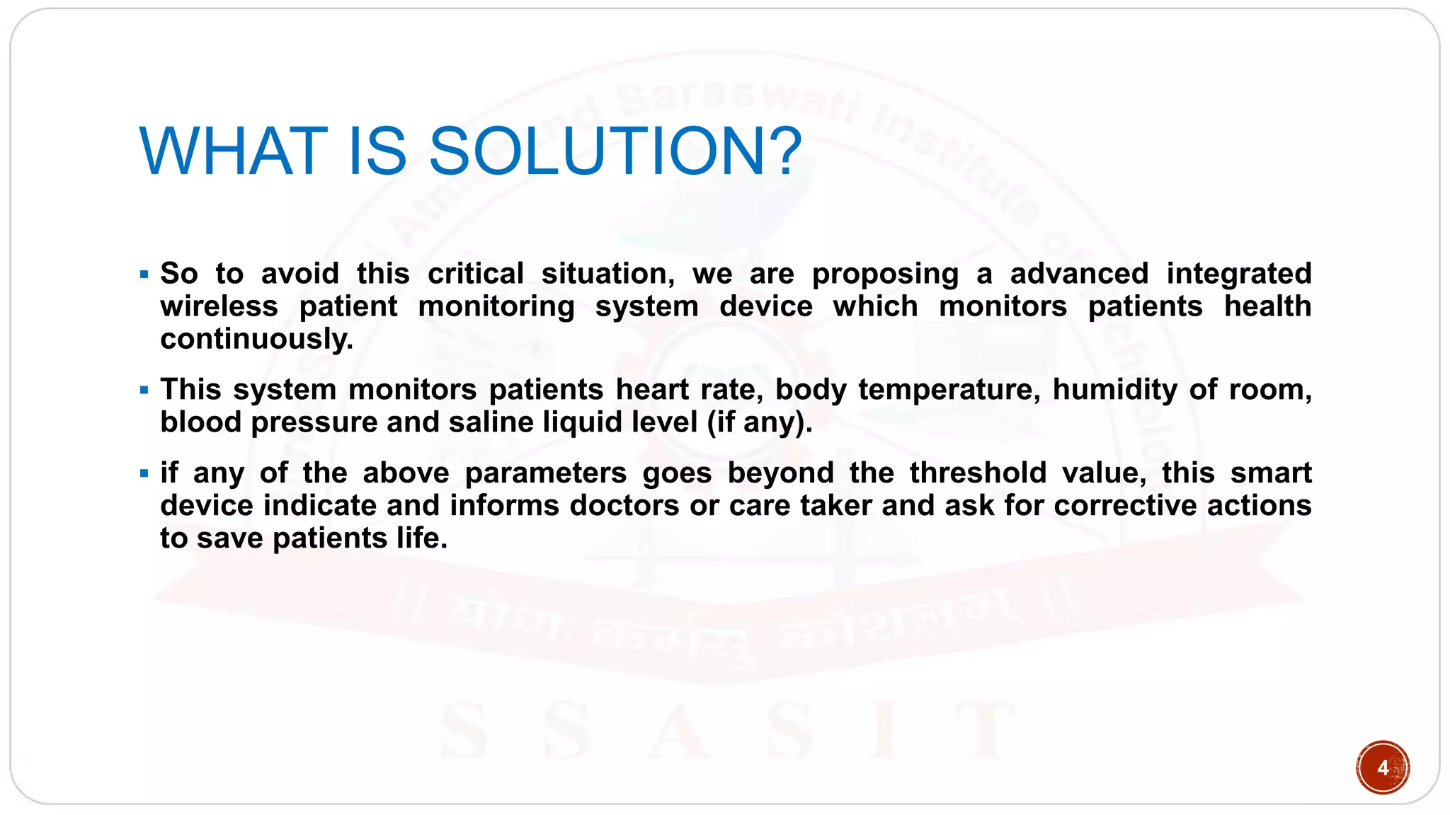 Advanced integrated wireless patient monitoring system for ...