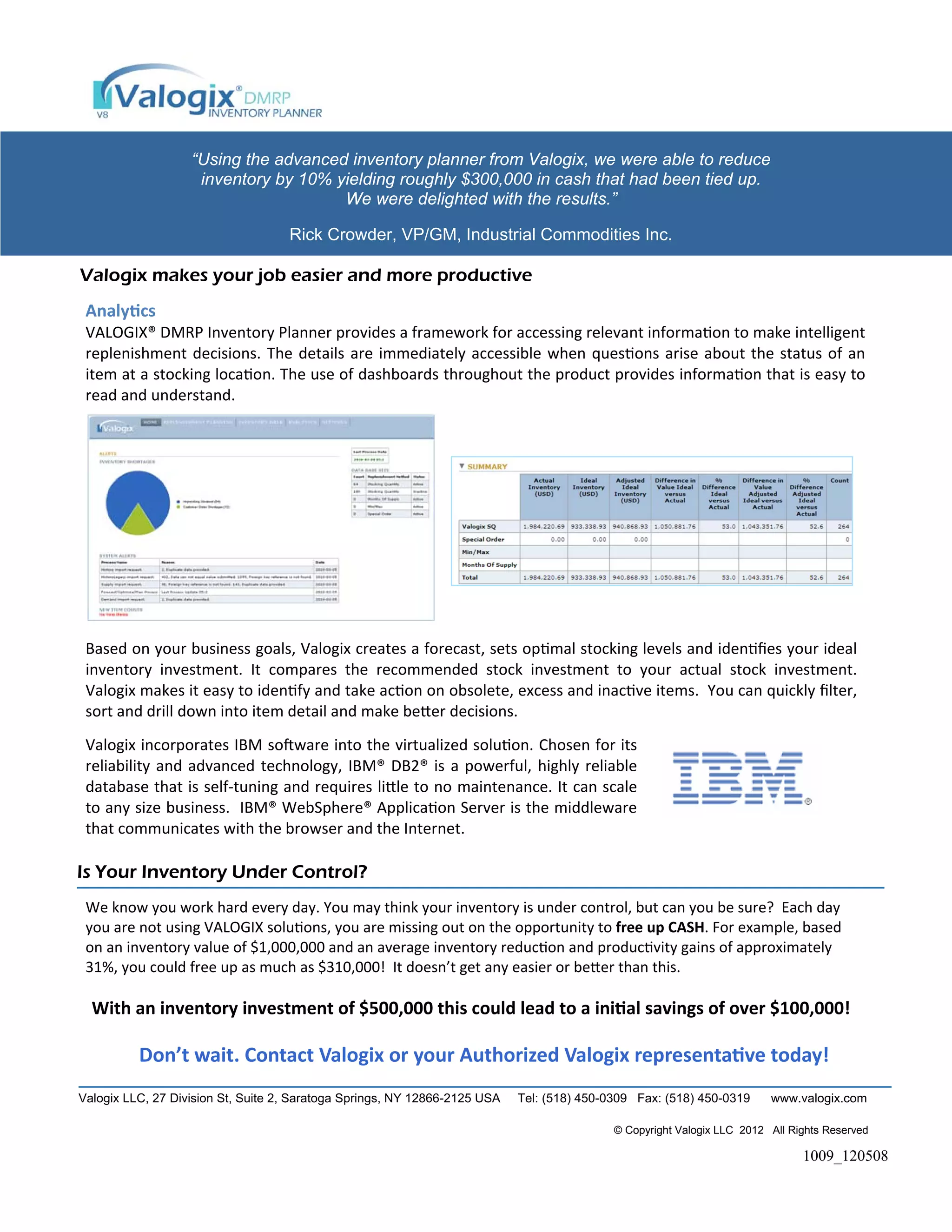 Advanced Inventory Planning - Valogix | PDF