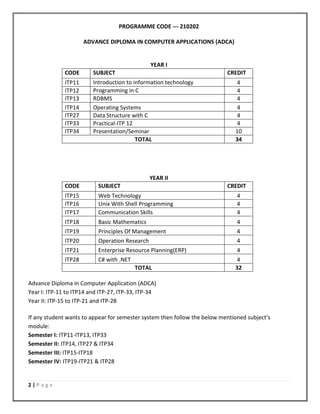 MGU SYLLABUS MANUAL-Advance diploma in computer applications | DOCX ...