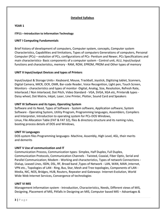 MGU SYLLABUS MANUAL-Advance diploma in computer applications | DOCX ...