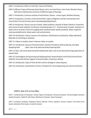 Advance diploma in hotel management | PDF