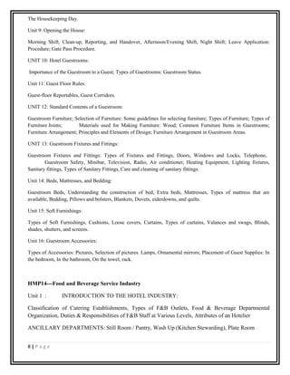 Advance diploma in hotel management | DOC