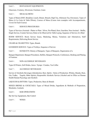 Advance diploma in hotel management | DOC