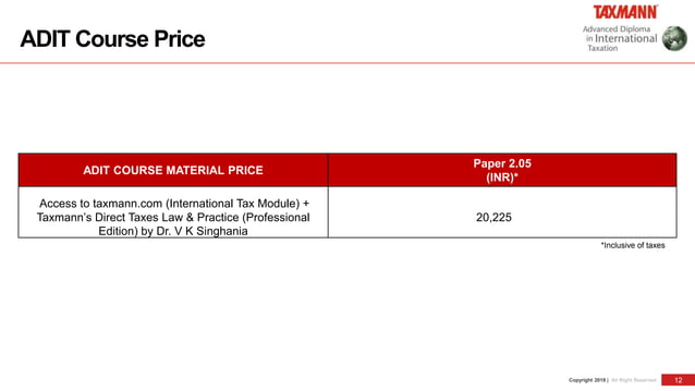 ADIT Course - Advance Diploma in International Taxation | PPTX