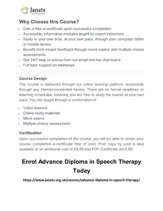 Advance Diploma in Speech Therapy | DOCX