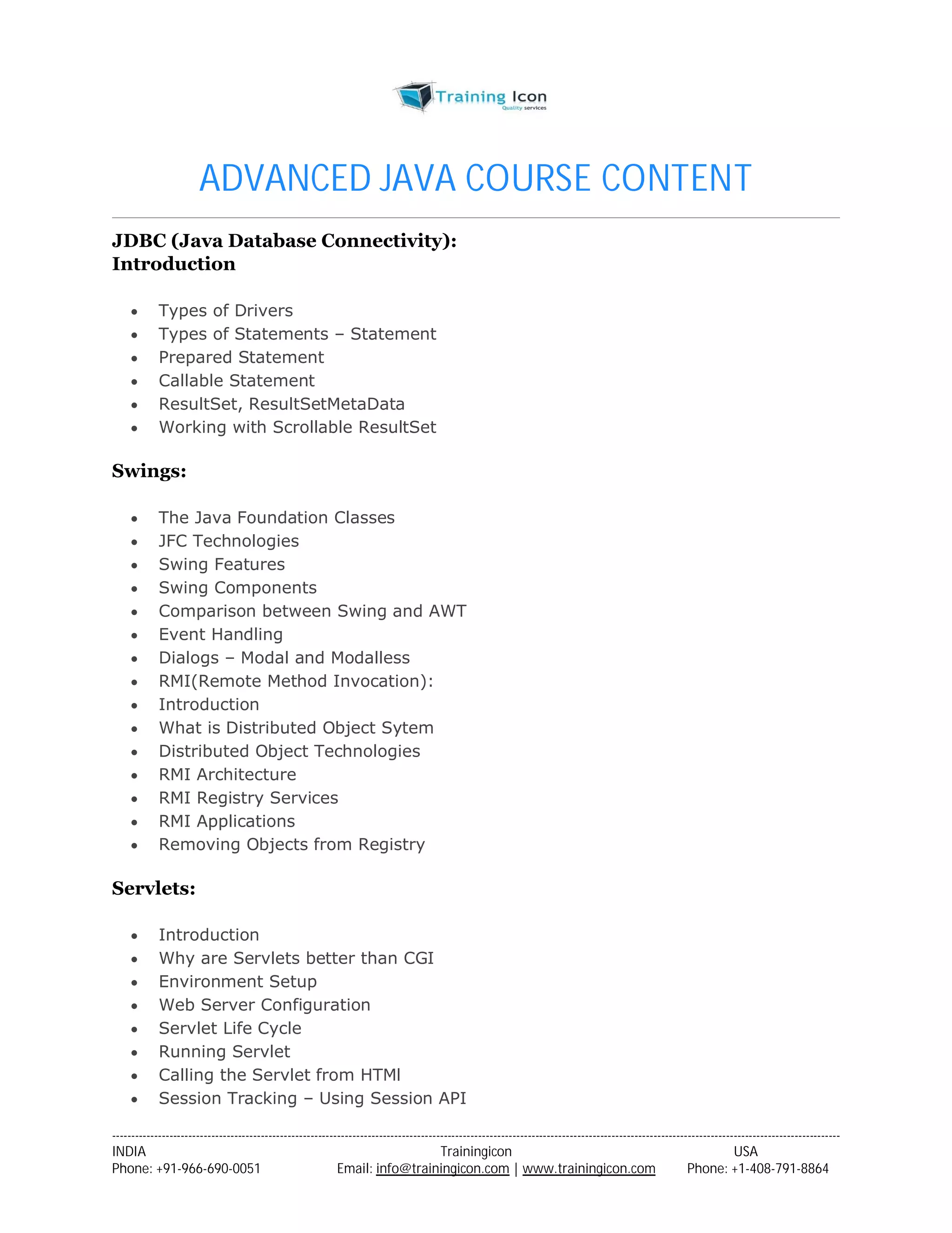 ADVANCED JAVA ONLINE TRAINING | PDF