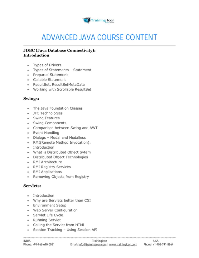 ADVANCED JAVA ONLINE TRAINING | PDF