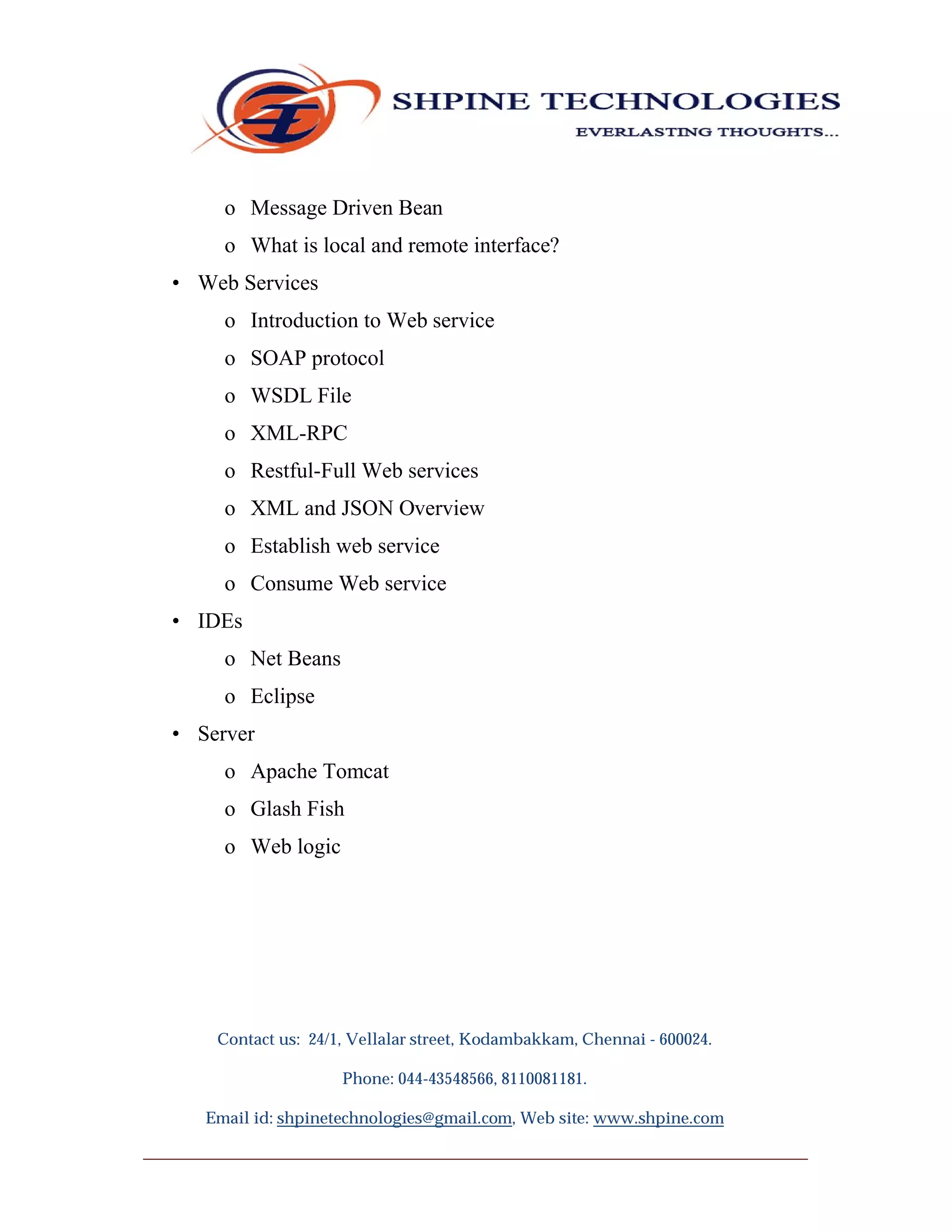 Advanced java syllabus from shpine | PDF Advanced java syllabus from shpine | PDF