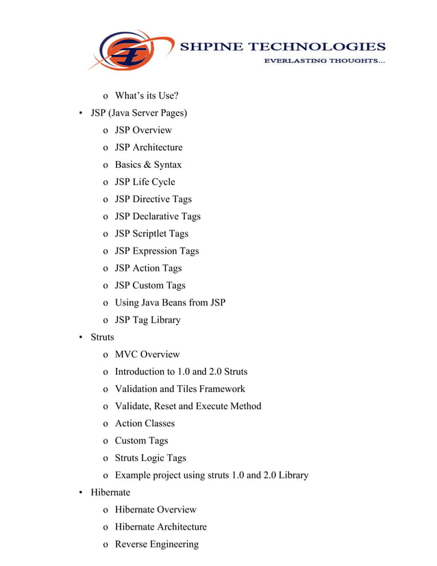 Advanced java syllabus from shpine | PDF Advanced java syllabus from shpine | PDF