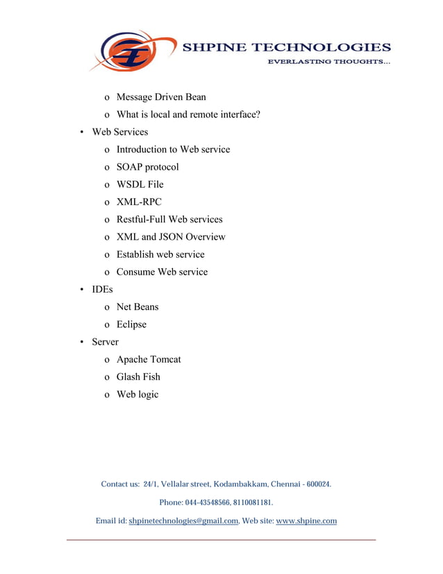 Advanced java syllabus from shpine | PDF