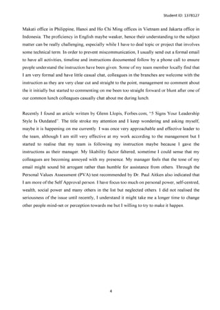 Advanced Leadership - Personal Reflective | PDF