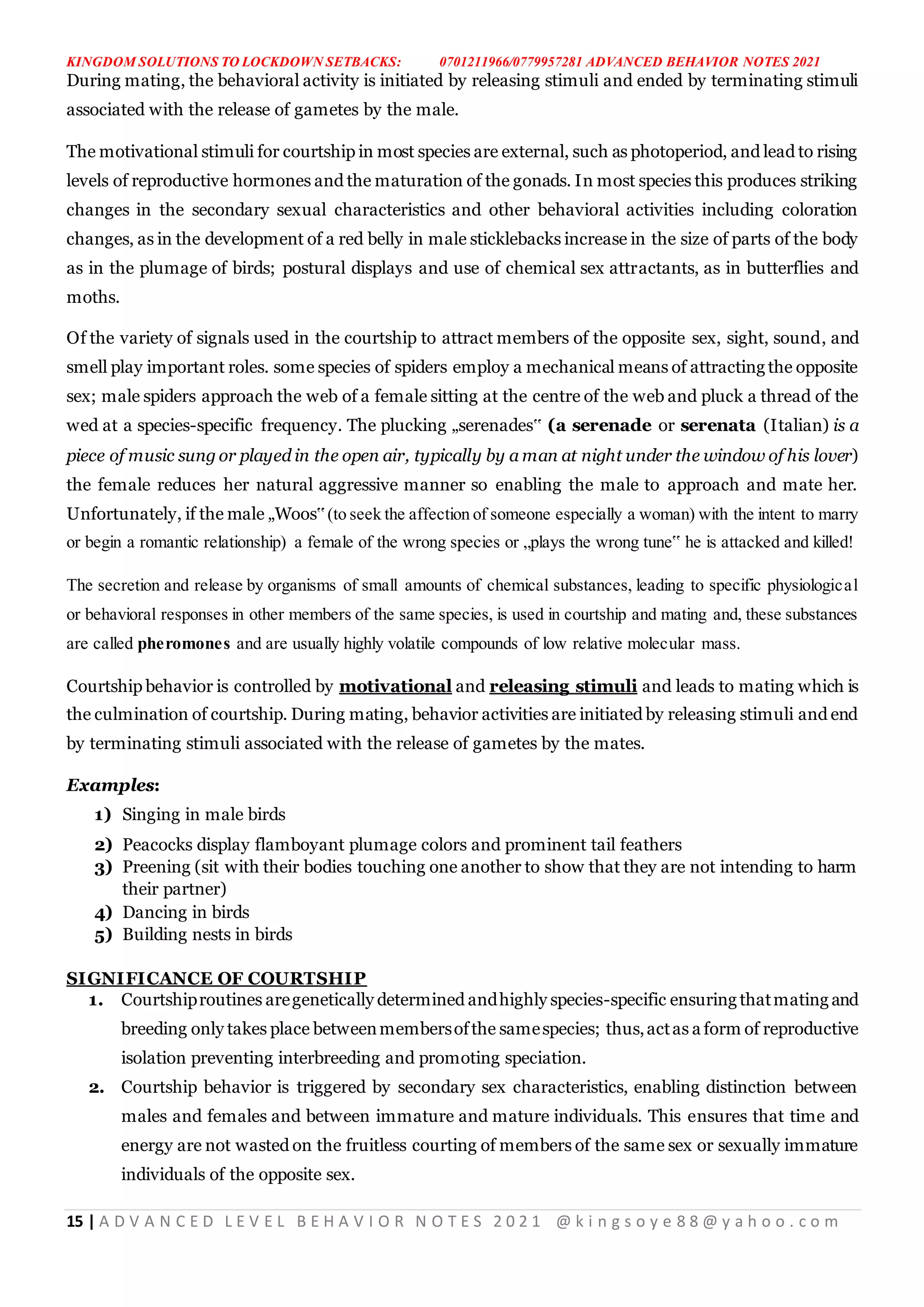 Advanced level behavior notes 2021 | DOCX