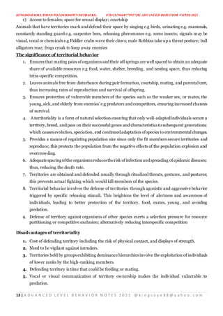 Advanced level behavior notes 2021 | DOCX