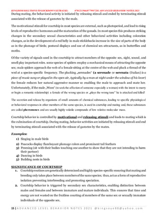 Advanced level behavior notes 2021 | DOCX | Biological Sciences | Science