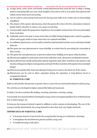 Advanced level behavior notes 2021 | DOCX | Biological Sciences | Science