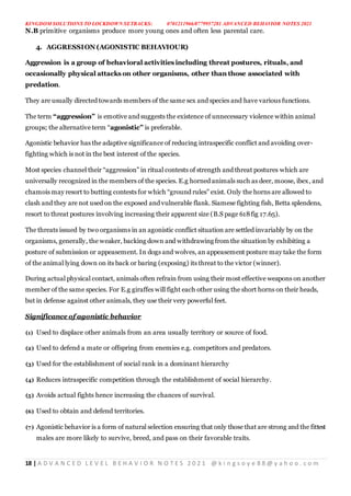 Advanced level behavior notes 2021 | DOCX