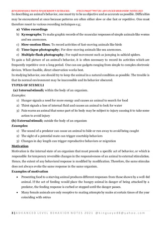 Advanced level behavior notes 2021 | DOCX