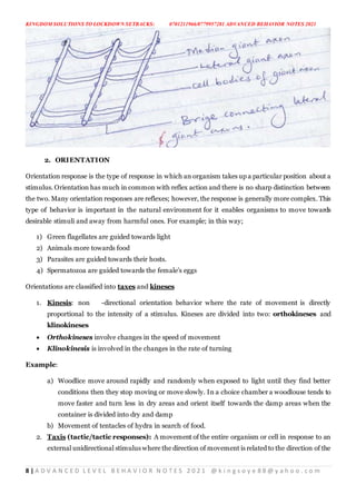 Advanced level behavior notes 2021 | DOCX | Biological Sciences | Science