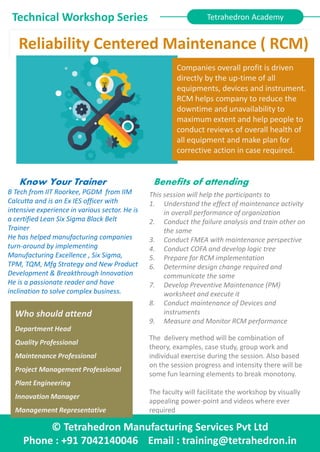Advanced Maintenance Strategy Workshop by Tetrahedron | PDF