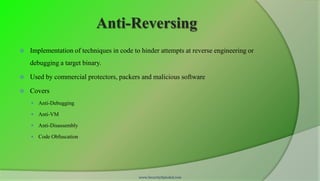 Advanced Malware Analysis Training Session 4 - Anti-Analysis Techniques ...