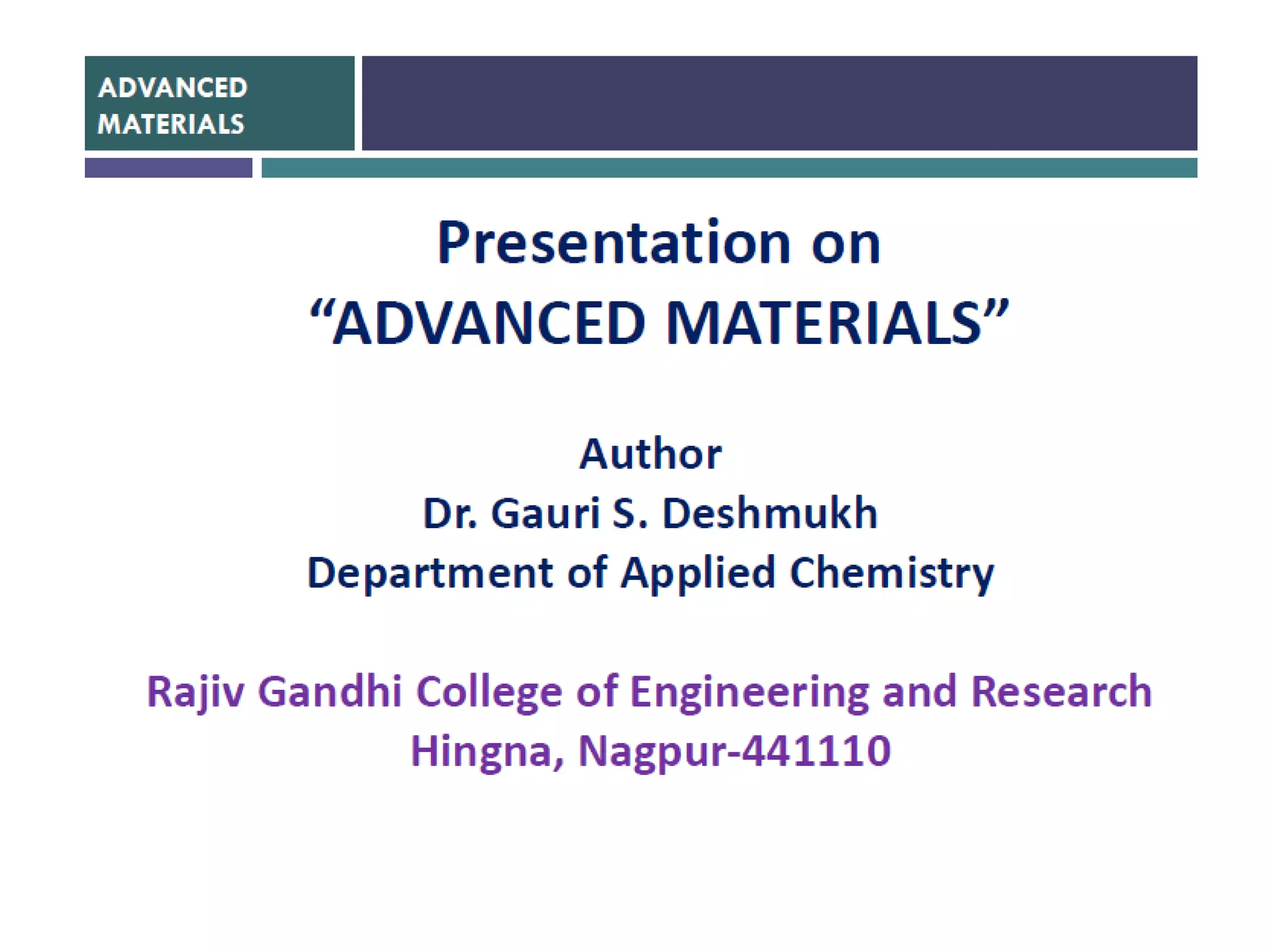 Advanced materials PPT | PPTX