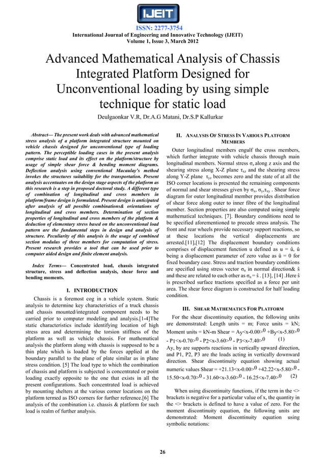 Advanced mathematical analysis of chassis integrated platform designed for unconventional ...