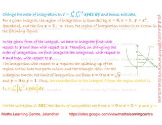 Advanced Mathematics_ Multiple Integrals _ Change of order of ...