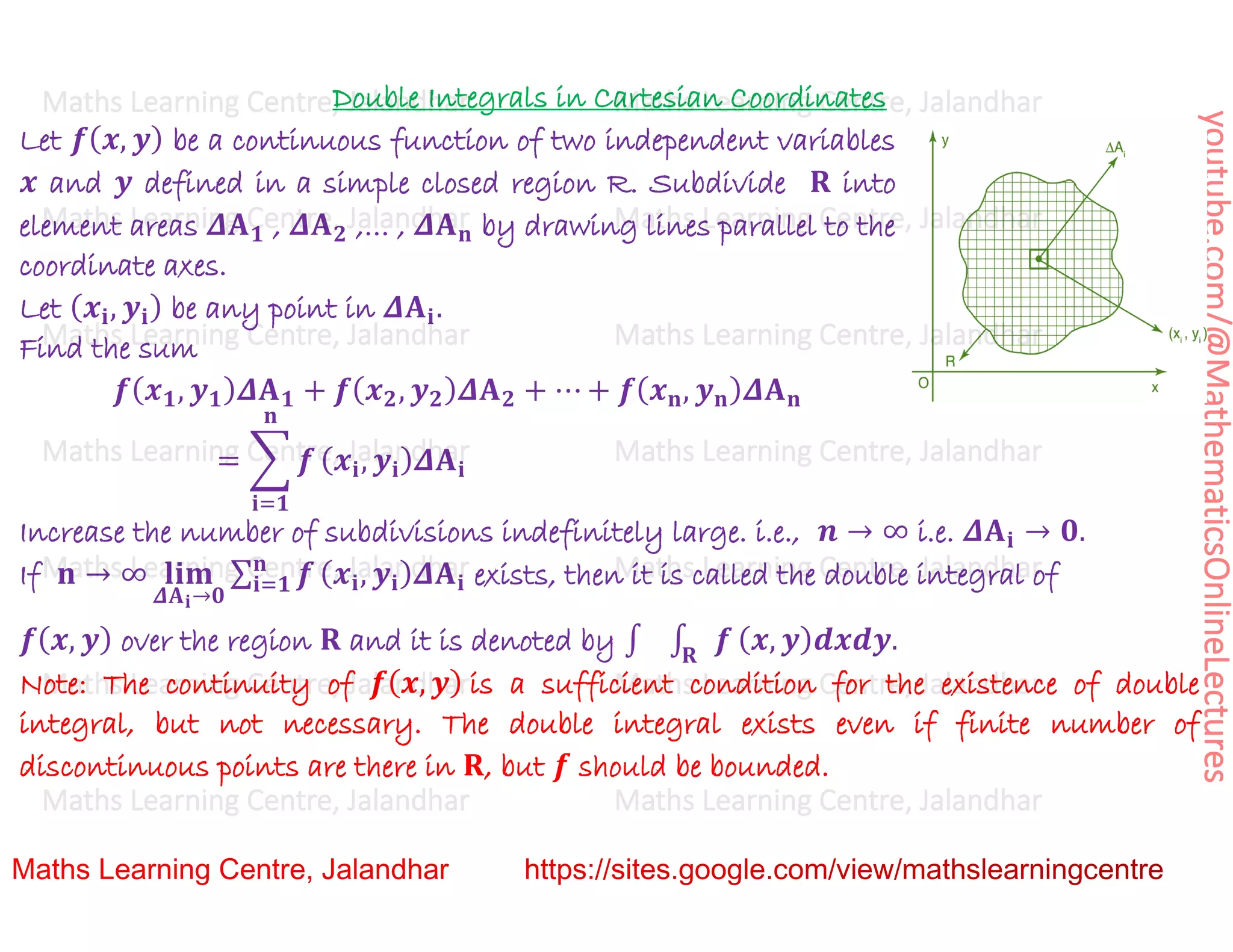 Advanced Mathematics Multiple Integrals Double Integrals In Cartesian Polar Coordinates