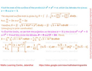 Advanced Mathematics_ Multiple Integrals _ Volume and surface area using double integral ...