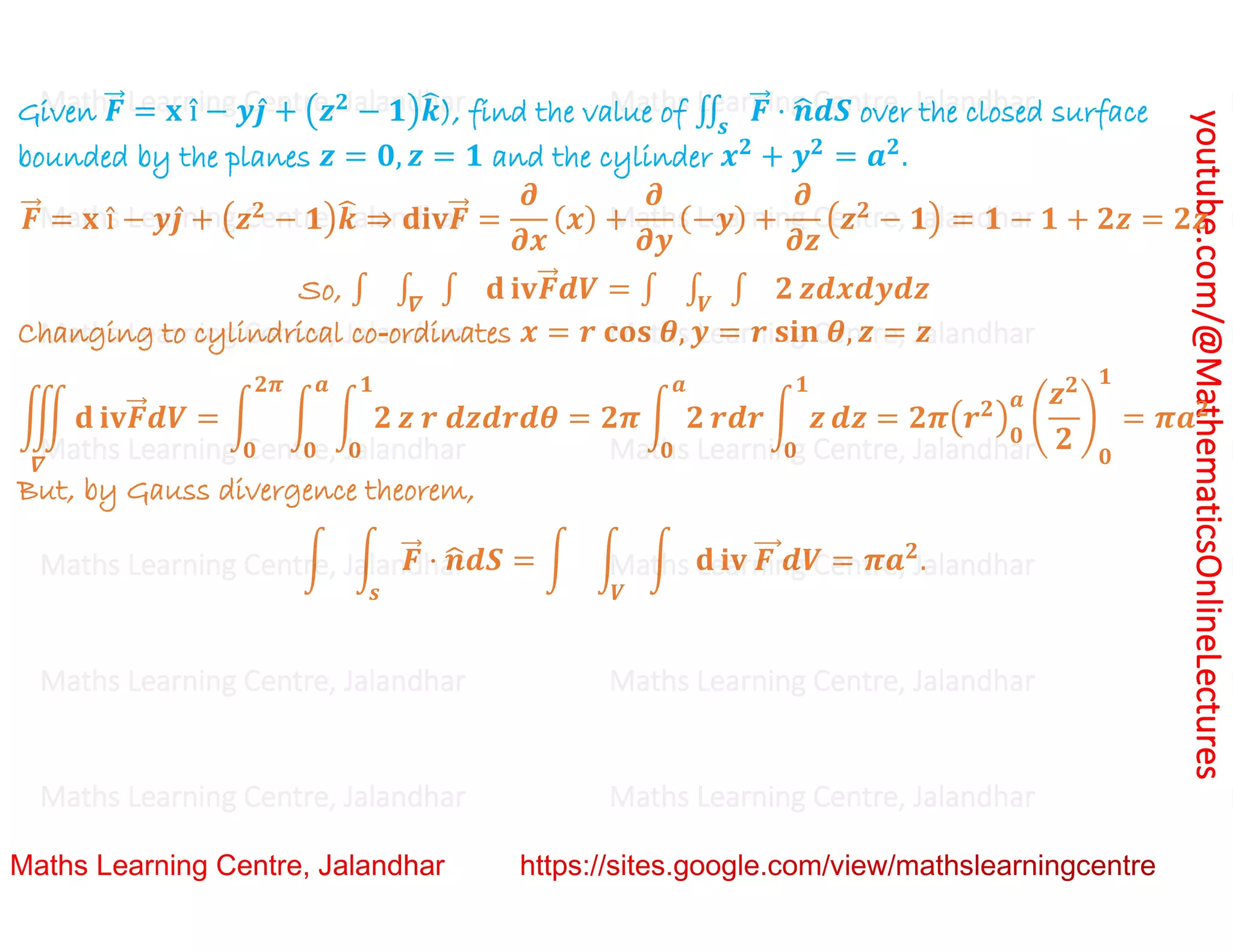 Advanced Mathematics_Vector Calculus_Integral calculus (Gauss Divergence theorem) Lecture 9.pdf ...