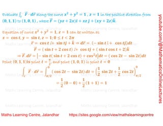 Advanced Mathematics_Vector Calculus_Integral calculus_line integral_Lecture 5.pdf | Physics ...