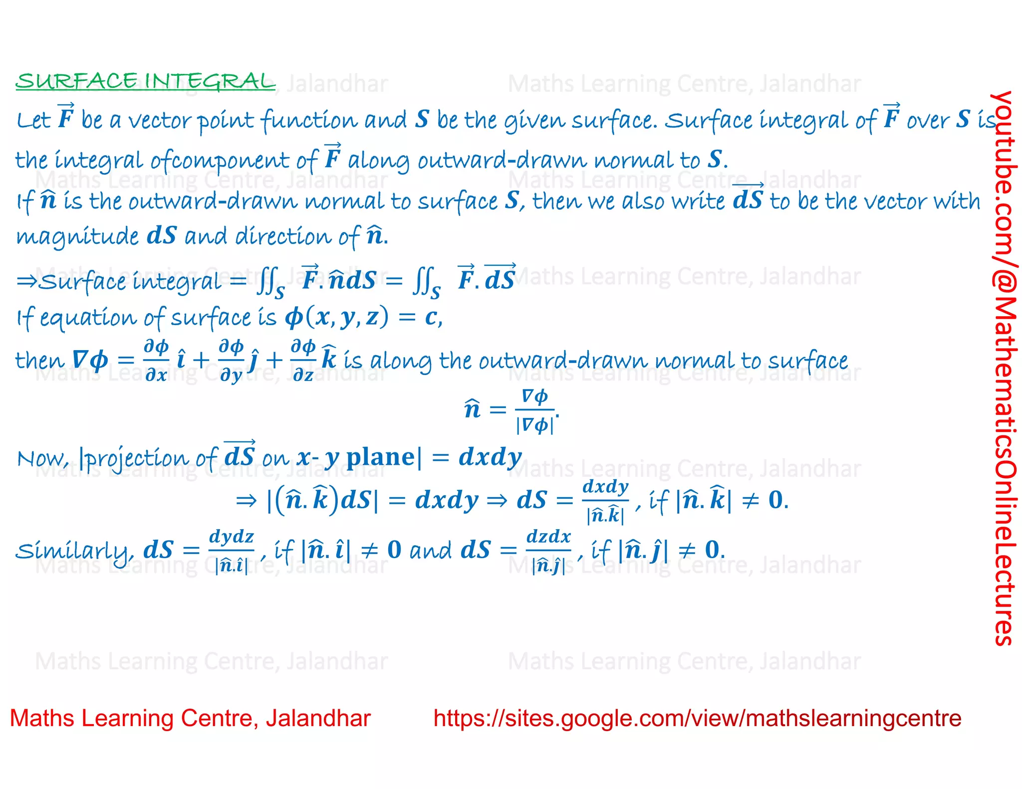 Advanced Mathematics_Vector Calculus_Integral calculus_line integral (surface and volume ...