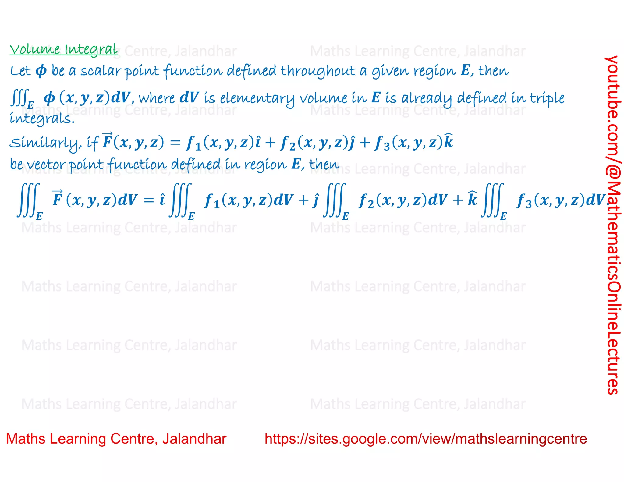 Advanced Mathematics_Vector Calculus_Integral calculus_line integral (surface and volume ...