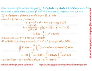 Advanced Mathematics_Vector Calculus_Integral calculus_line integral (surface and volume ...