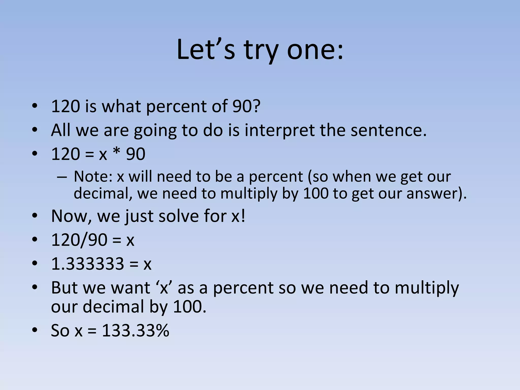 Advanced Math Percentages | PPT