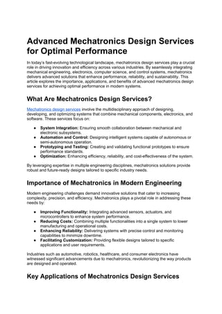 Advanced Mechatronics Design Services for Optimal Performance.docx