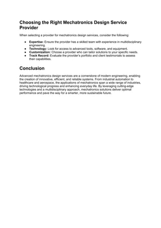 Advanced Mechatronics Design Services for Optimal Performance.docx