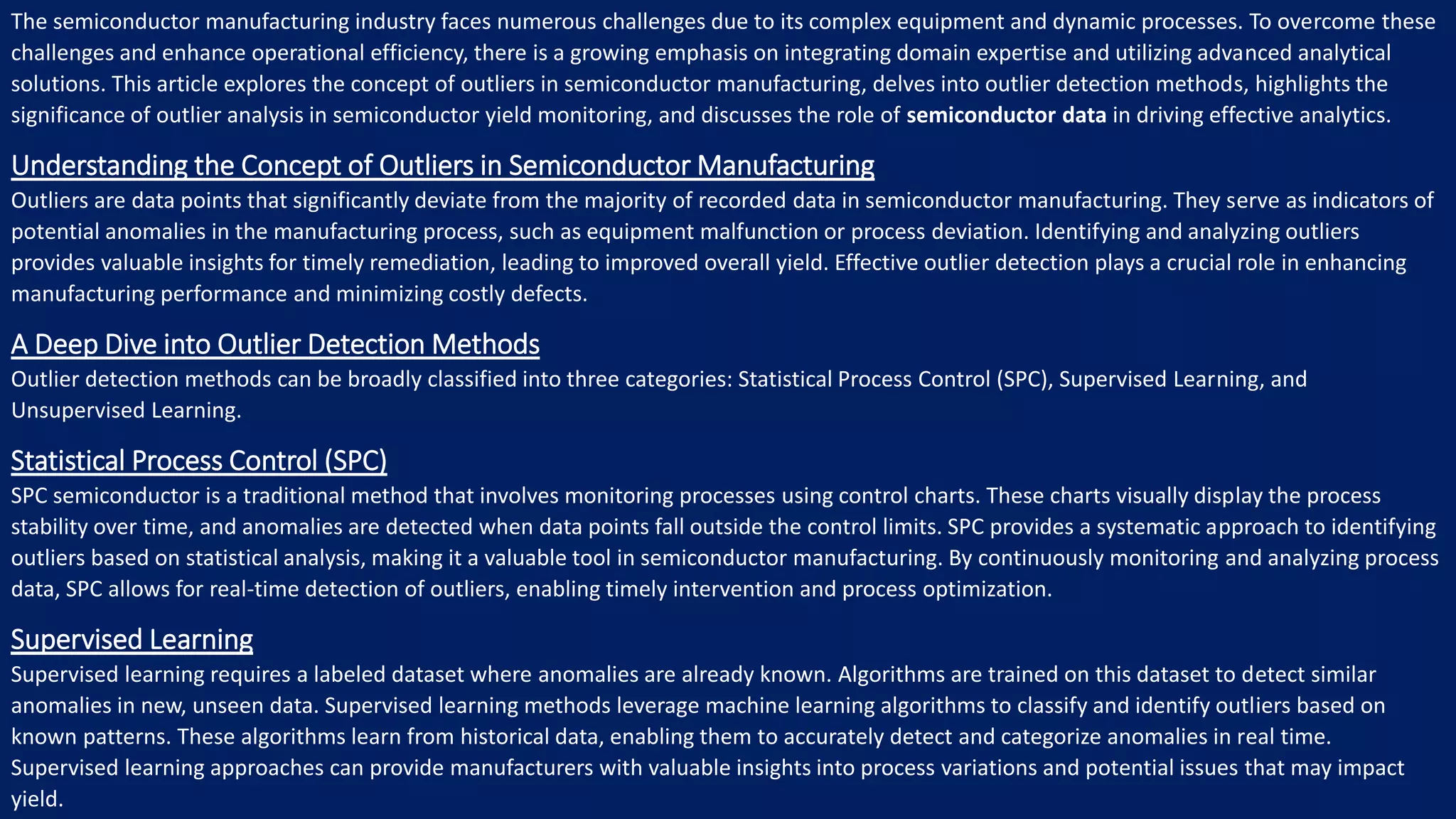 Advanced Methods For Outlier Detection And Analysis In Semiconductor