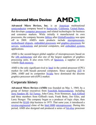 Advanced Micro Devices - AMD | DOC