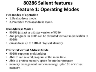 ADVANCED MICROPROCESSORS featuers, block diagram and register ...