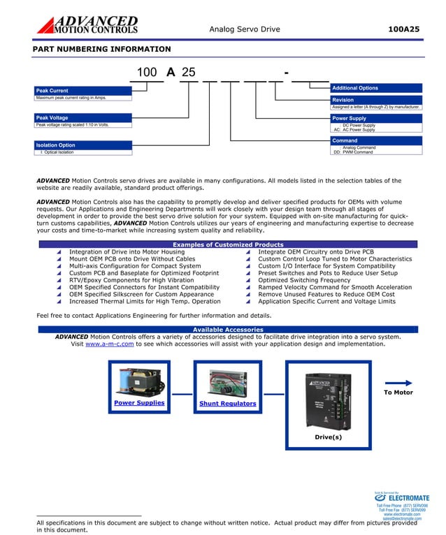 Advanced motion controls 100a25 | PDF