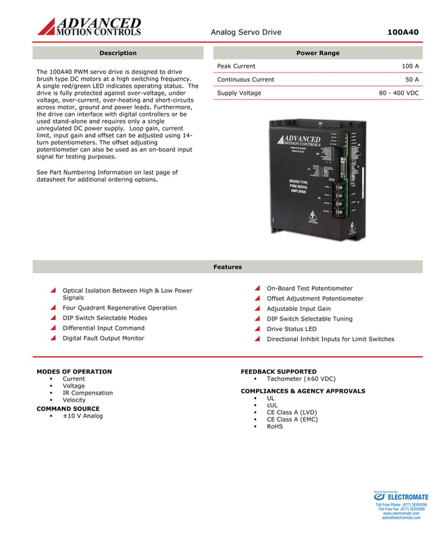 Advanced motion controls 100a40 | PDF