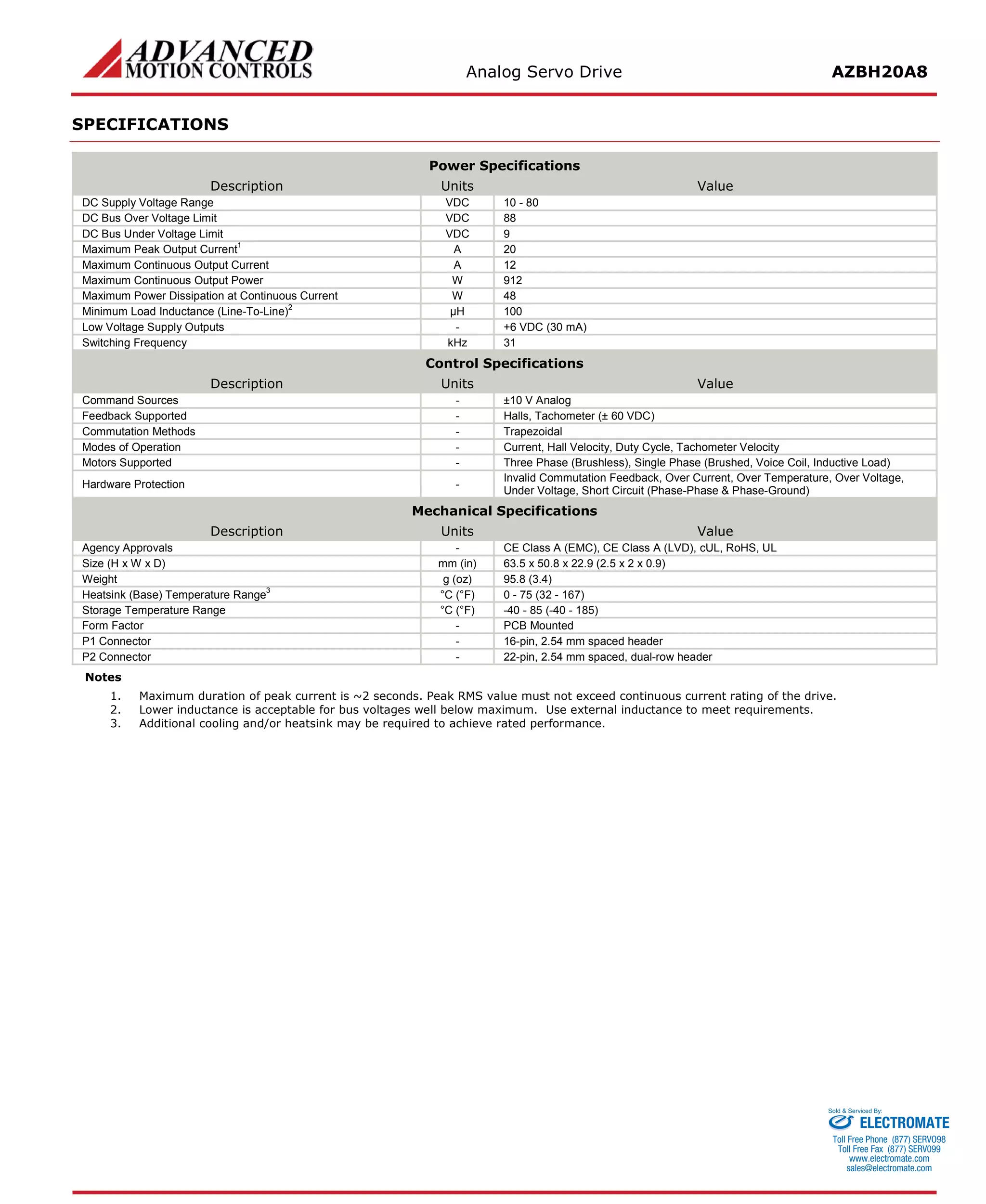 Advanced motion controls azbh20a8 | PDF