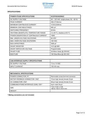 Advanced motion controls dc201r25a20nac | PDF