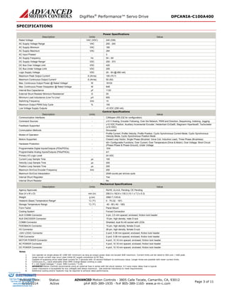 Advanced motion controls dpcania c100a400 | PDF