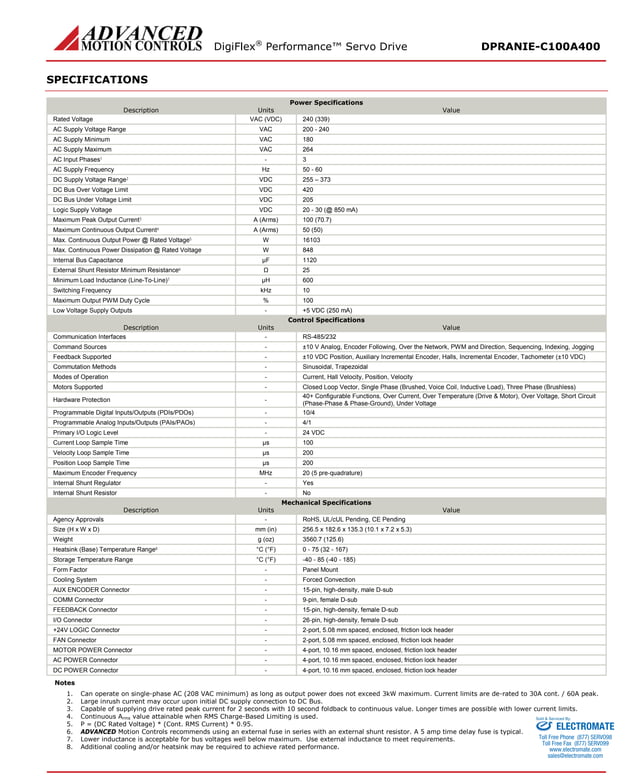 Advanced motion controls dpranie c100a400 | PDF